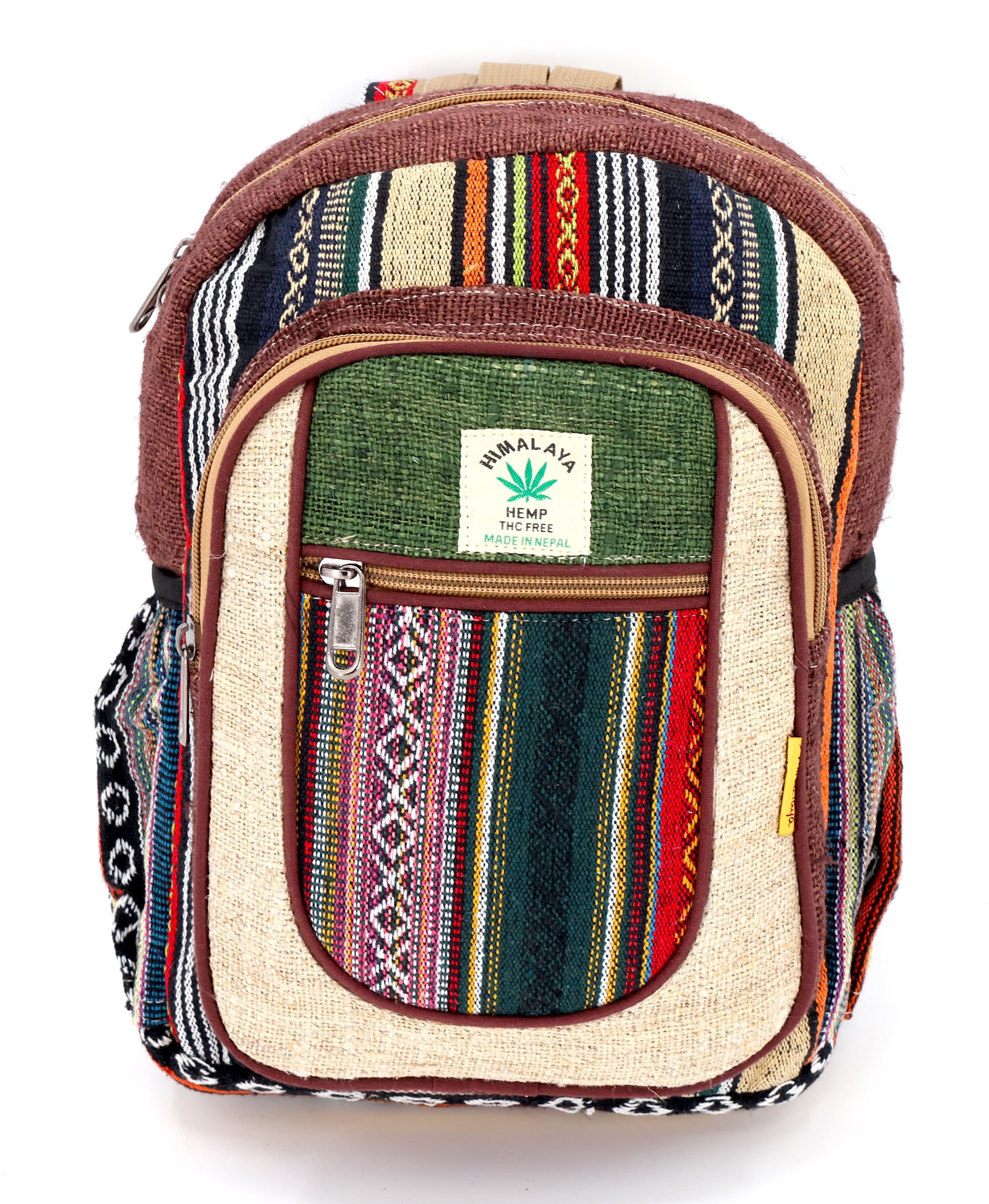 Unique design Himalaya Hemp Hippie Backpack Festival Backpack Hiking Backpack FAIR TRADE Handmade with Love. (BROWN)