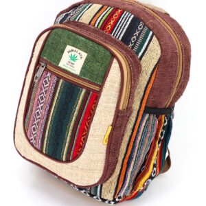 Unique design Himalaya Hemp Hippie Backpack Festival Backpack Hiking Backpack FAIR TRADE Handmade with Love. (BROWN)