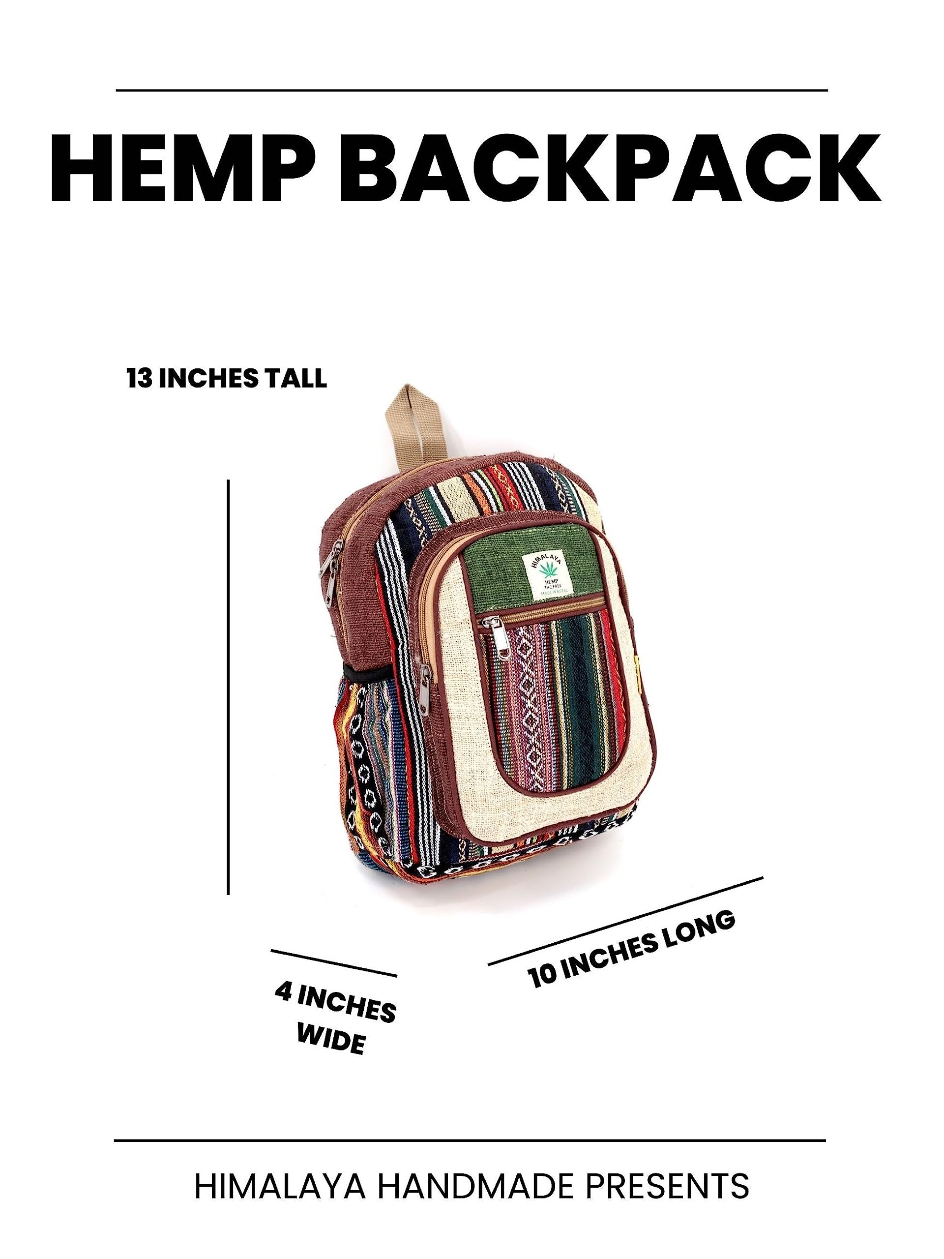 Unique design Himalaya Hemp Hippie Backpack Festival Backpack Hiking Backpack FAIR TRADE Handmade with Love. (BROWN)