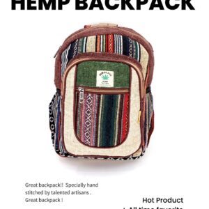 Unique design Himalaya Hemp Hippie Backpack Festival Backpack Hiking Backpack FAIR TRADE Handmade with Love. (BROWN)