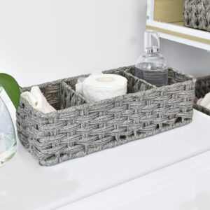 GRANNY SAYS Bundle of 1-Pack Toilet Basket Tank Topper & 2-Pack Wicker Shelf Baskets