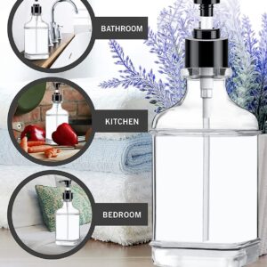 Clear Soap Dispenser with Pump, Waterproof Labels (2 Pack,18 Oz), Plastic Hand Soap Dispenser, Dish Soap Dispenser for Kitchen and Bathroom, Soap Dispenser Bathroom Bottle