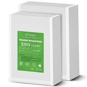 vtuuu chamber vacuum sealer bags 260 quart size 8" x 12", pint size 6" x 10" for vacuum chamber bags pre-cut chamber vacuum bags- bpa-free -heavy duty chamber machine pouches