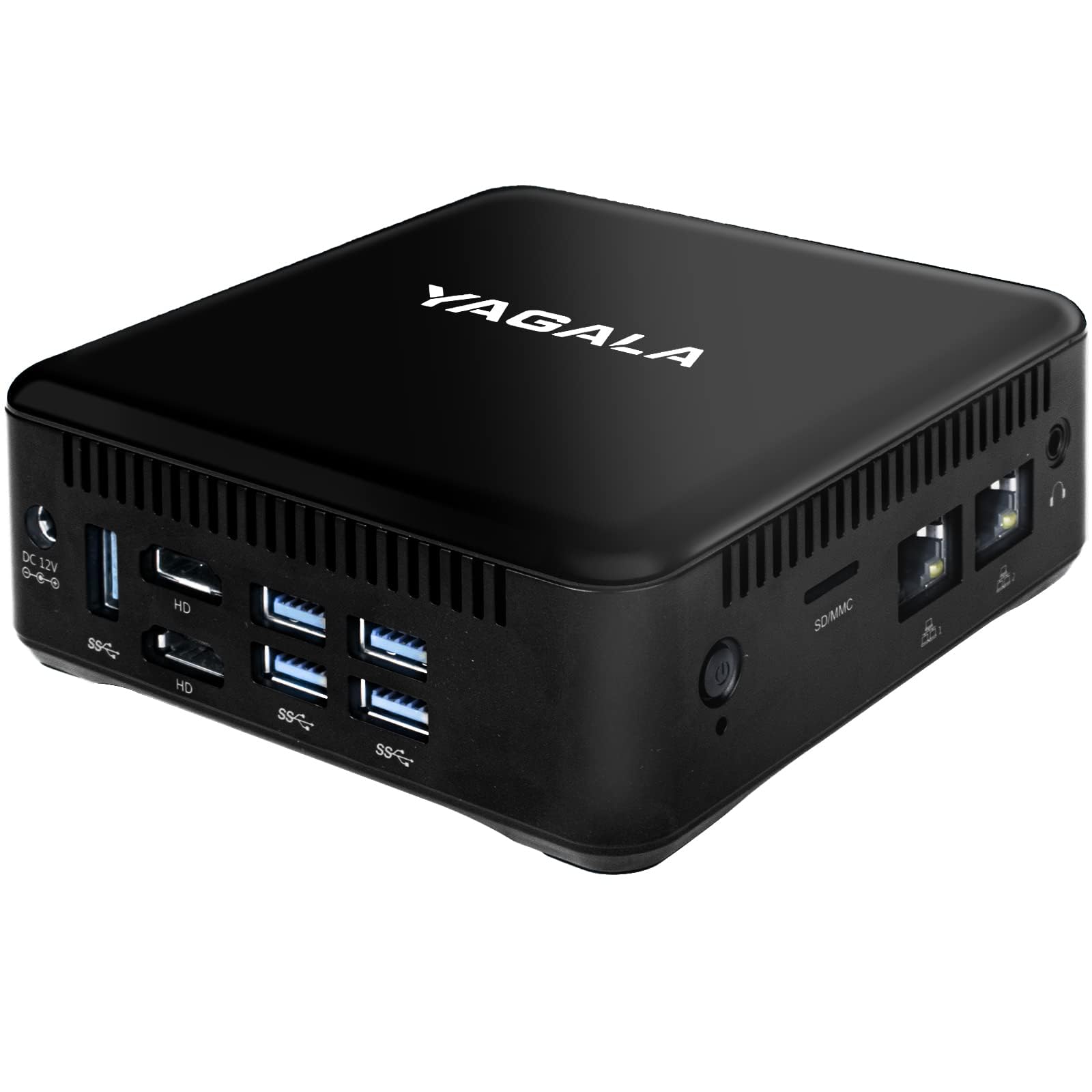 Mini PC Windows 10, Mini Desktop Intel Celeron J3455 6GB DDR4, 128GB SSD, Mini Computer with Dual LAN Ports, Dual HDMI, 5 USB3.0, 2.4G/5G WiFi, BT 4.2