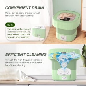 Bubbacare Portable Washing Machine, Mini Machine Ultrasonic Turbine Wash, Washer for Underwear, Sock, Baby Clothes, Travel, Camping, Dorm, RV, Home Foldable Small Laundry Green, JYJQ-26026 (MG)