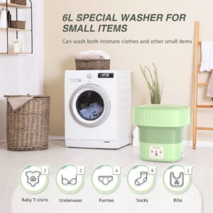 Bubbacare Portable Washing Machine, Mini Machine Ultrasonic Turbine Wash, Washer for Underwear, Sock, Baby Clothes, Travel, Camping, Dorm, RV, Home Foldable Small Laundry Green, JYJQ-26026 (MG)