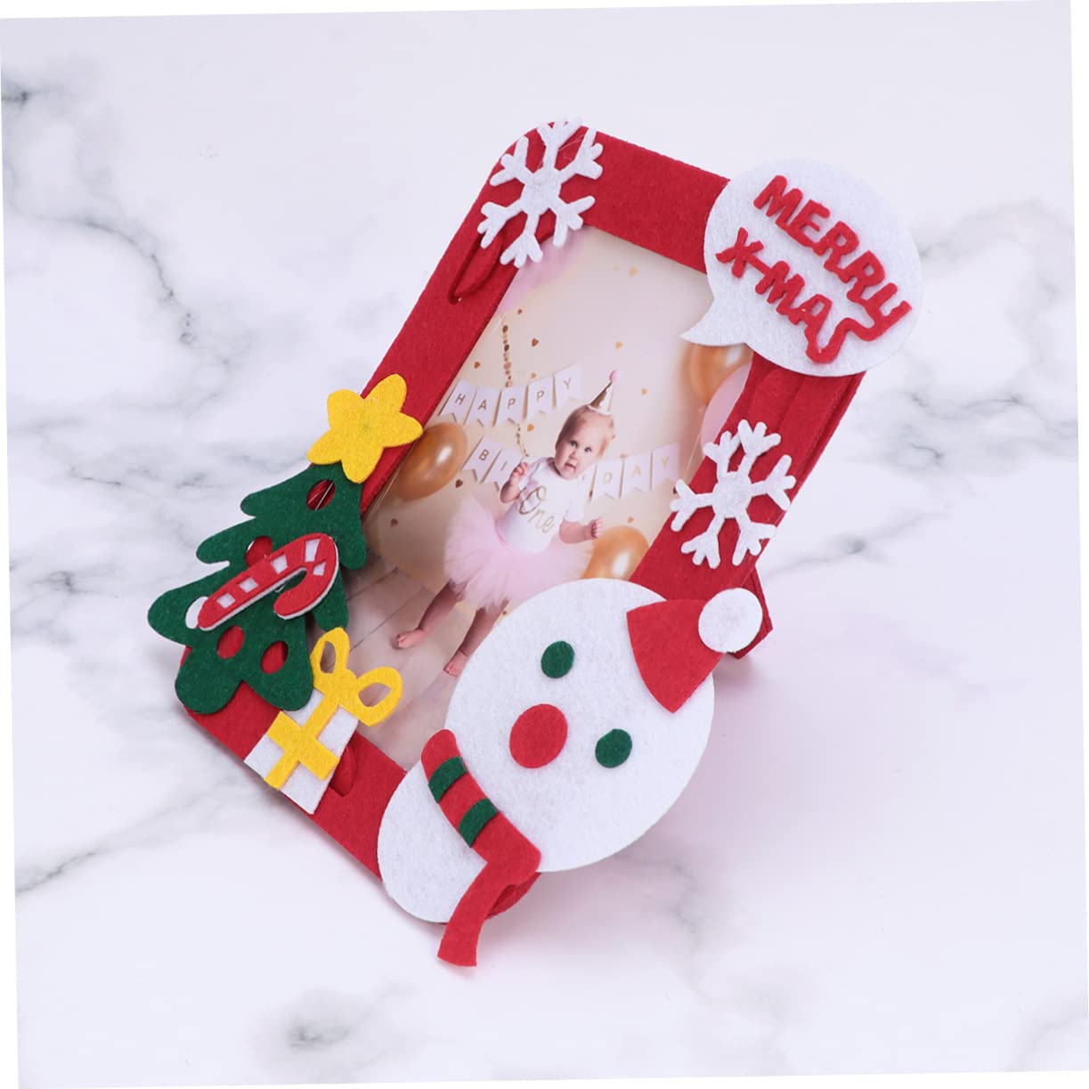 Holibanna Photo Frame Christmas Ornament Christmas Picture Frame Kit Kids Picture Frames Red Decorations Unfinished Photo Frame Kit Red Photo Frame Kraft Paper Embroidery Child