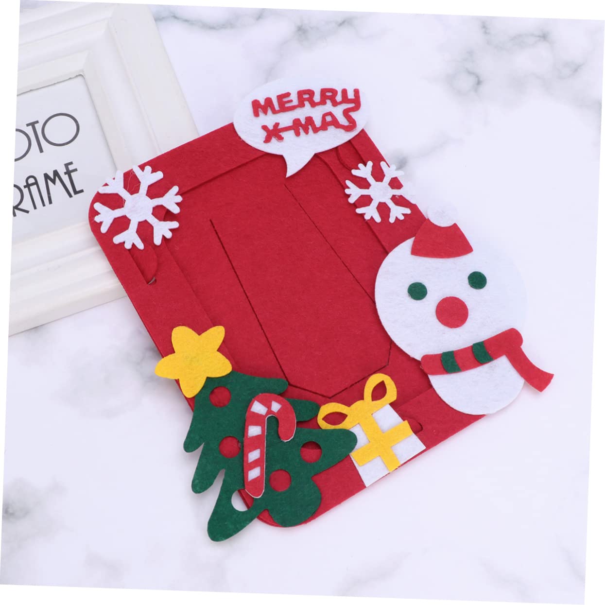 Holibanna Photo Frame Christmas Ornament Christmas Picture Frame Kit Kids Picture Frames Red Decorations Unfinished Photo Frame Kit Red Photo Frame Kraft Paper Embroidery Child