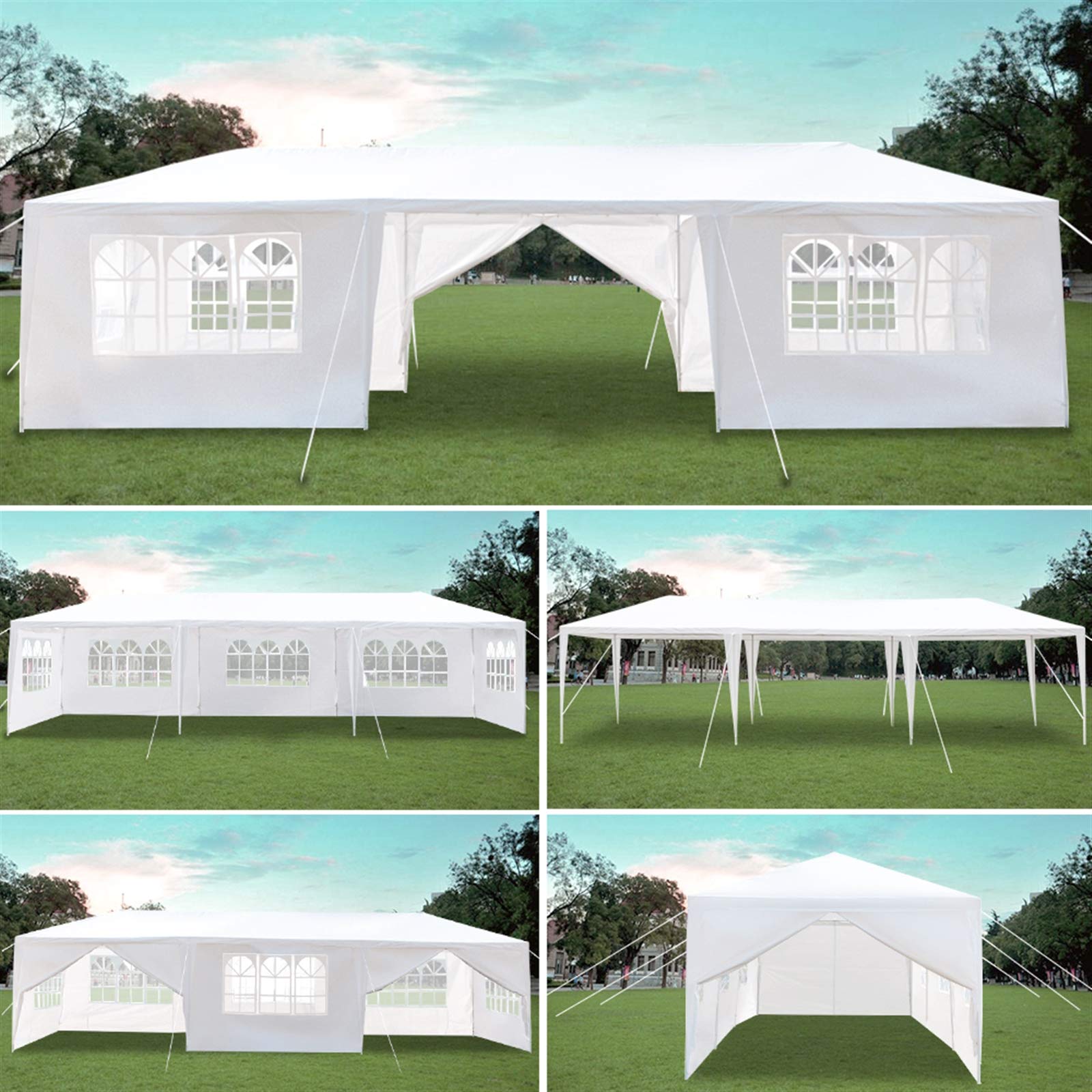 Party Tent 10 x 30' for Parties Heavy Duty Outdoor Wedding Tent White Large Patio Gazebo Carport Canopy Shade, 8-Sided Tents Removable Walls, Perfect for Birthday,Graduation,BBQ