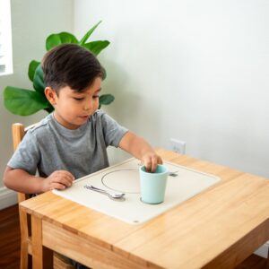 CHAMOS Silicone Placemats for Toddlers and Kids - Montessori Placemat - Non-Slip (Sage & Beige)