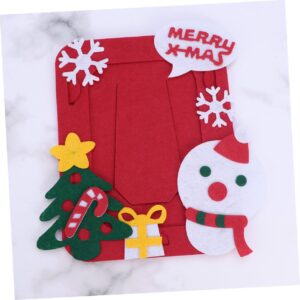 Homoyoyo Photo Frame Christmas Ornament Holiday Picture Frame Decorative Photo Frame Unfinished Photo Frame Kit Nonwoven Photo Frame Handmade Frame Red Picture Frame Child Suite Kraft Paper