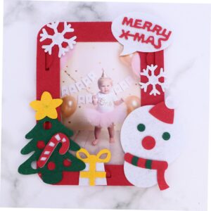 Homoyoyo Photo Frame Christmas Ornament Holiday Picture Frame Decorative Photo Frame Unfinished Photo Frame Kit Nonwoven Photo Frame Handmade Frame Red Picture Frame Child Suite Kraft Paper