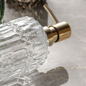 Soap Dispensers Exquisite Glass Soap Dispenser 390ML Multi-Function Liquid Dispensing Bottle Luxury Bathroom Lotion Bottle Lotion Pump Bottles (Color : Gold)