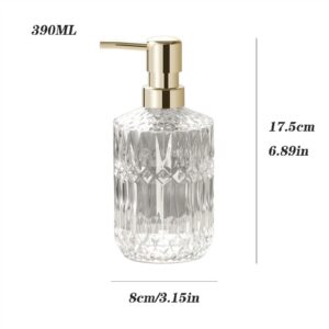 Soap Dispensers Exquisite Glass Soap Dispenser 390ML Multi-Function Liquid Dispensing Bottle Luxury Bathroom Lotion Bottle Lotion Pump Bottles (Color : Gold)