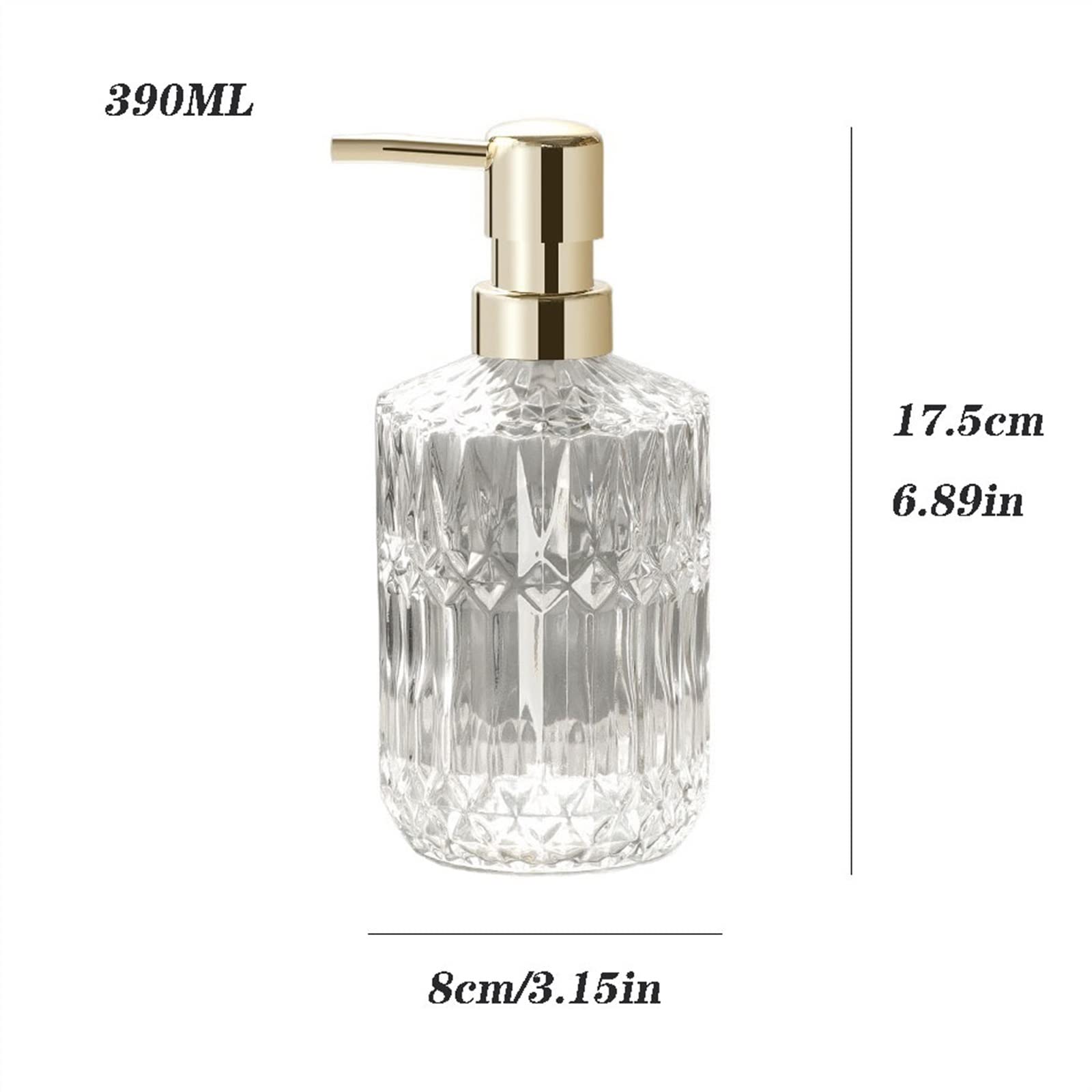 Soap Dispensers Exquisite Glass Soap Dispenser 390ML Multi-Function Liquid Dispensing Bottle Luxury Bathroom Lotion Bottle Lotion Pump Bottles (Color : Gold)