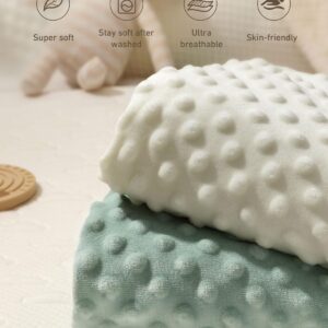 Changing Pad Cover, Ultra Soft Minky Dots Plush Changing Table Covers for Baby Girls and Boys, 2 Pack (Roman Green & Lily White)