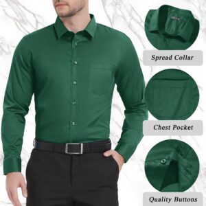 TACVASEN Dress Shirts for Men Business Shirts for Men Mens Green Dress Shirts Green Dress Shirts for Men Slim Fit Shirt Dress