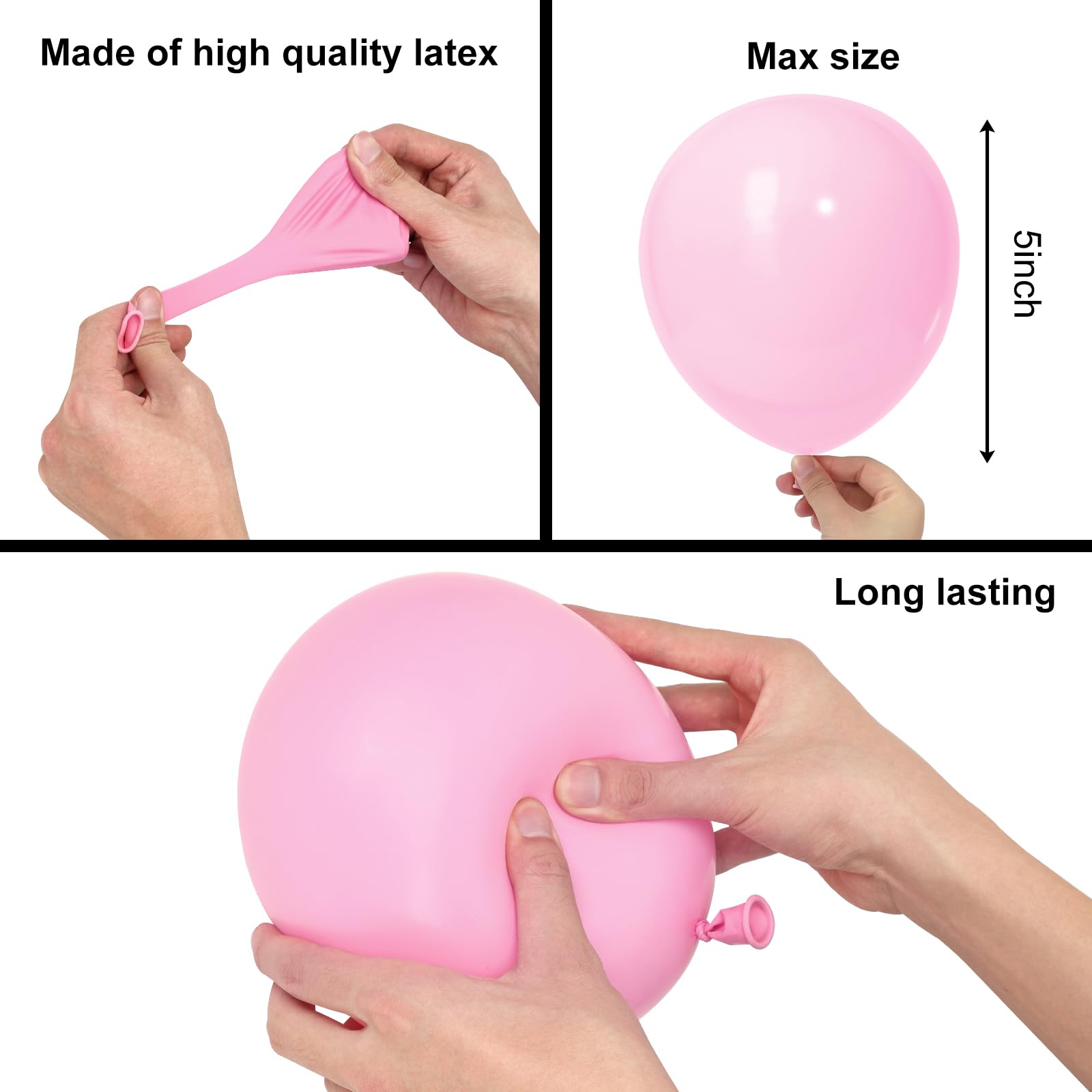 RUBFAC Light Pink Balloons, 120pcs 5 Inch Pastel Pink Balloons, Baby Pink Balloons Thicker Latex Balloons for Birthday Wedding Baby Shower Anniversary Party Decorations