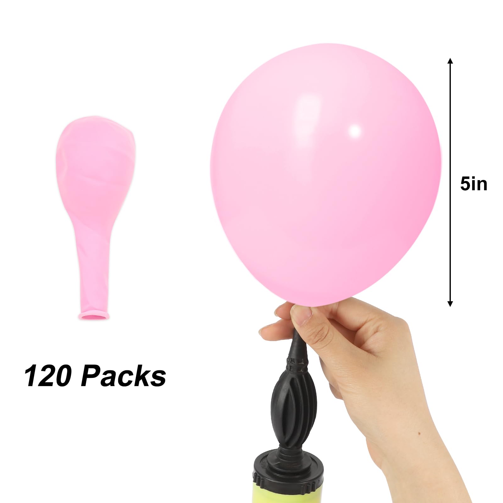 RUBFAC Light Pink Balloons, 120pcs 5 Inch Pastel Pink Balloons, Baby Pink Balloons Thicker Latex Balloons for Birthday Wedding Baby Shower Anniversary Party Decorations