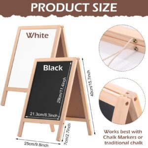 Qilery 4 Pieces A Frame Tabletop Double Sided Chalkboard Sign Gifts for Christmas 10 x 16 Inch Double Sided Chalkboard Wooden A Frame Sign Sandwich Board Signs for Tabletop Restaurant Wedding Business