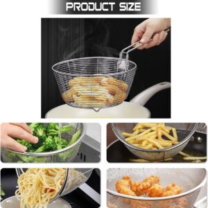 Stainless Steel Deep Fryer Basket for Frying Serving Food, Multifunctional Fry Basket with Detachable Handle Fryer Round Wire Mesh French Chip Frying Serving Food Presentation Tableware (8 Inch)