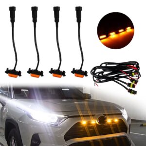 4Pcs LED Grille Light Kit Compatible for 2016-2021 Toyota Tacoma SR5 Extended Cab Pickup 4-Door (Amber)