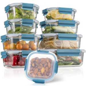 GC GENICOOK Glass Food Storage Containers with Lids-Glass Meal Prep Containers for Lunch-Pantry Kitchen Storage Containers,Freezer Safe,Leak-Proof,Stackable,Large Capacity