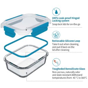 GC GENICOOK Glass Food Storage Containers with Lids-Glass Meal Prep Containers for Lunch-Pantry Kitchen Storage Containers,Freezer Safe,Leak-Proof,Stackable,Large Capacity