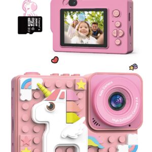 Kids Unicorn Camera Toys for Grils Boys: Kizeefun Mini HD Selfie Video Digital Camera for 3-12 Year Old Children, Christmas Birthday Gifts for 3 4 5 6 7 8 9 Baby Toddler