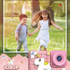 Kids Unicorn Camera Toys for Grils Boys: Kizeefun Mini HD Selfie Video Digital Camera for 3-12 Year Old Children, Christmas Birthday Gifts for 3 4 5 6 7 8 9 Baby Toddler