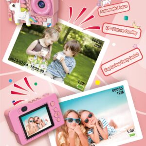 Kids Unicorn Camera Toys for Grils Boys: Kizeefun Mini HD Selfie Video Digital Camera for 3-12 Year Old Children, Christmas Birthday Gifts for 3 4 5 6 7 8 9 Baby Toddler