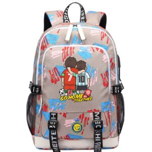 lanboq teens cristiano ronaldo knapsack casual daypacks wear resistant travel bookbag with usb charging/headphone port