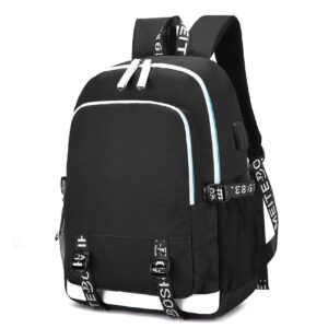 LanboQ Teens Cristiano Ronaldo Knapsack Casual Daypacks Wear Resistant Travel Bookbag with USB Charging/Headphone Port