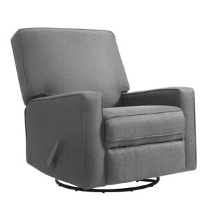 easeland 360 swivel recliner chair, comfy upholstered nursery glider rocking recliner chair, single gider rocker sofa chair with lumbar support for living room, bedroom (dark grey)