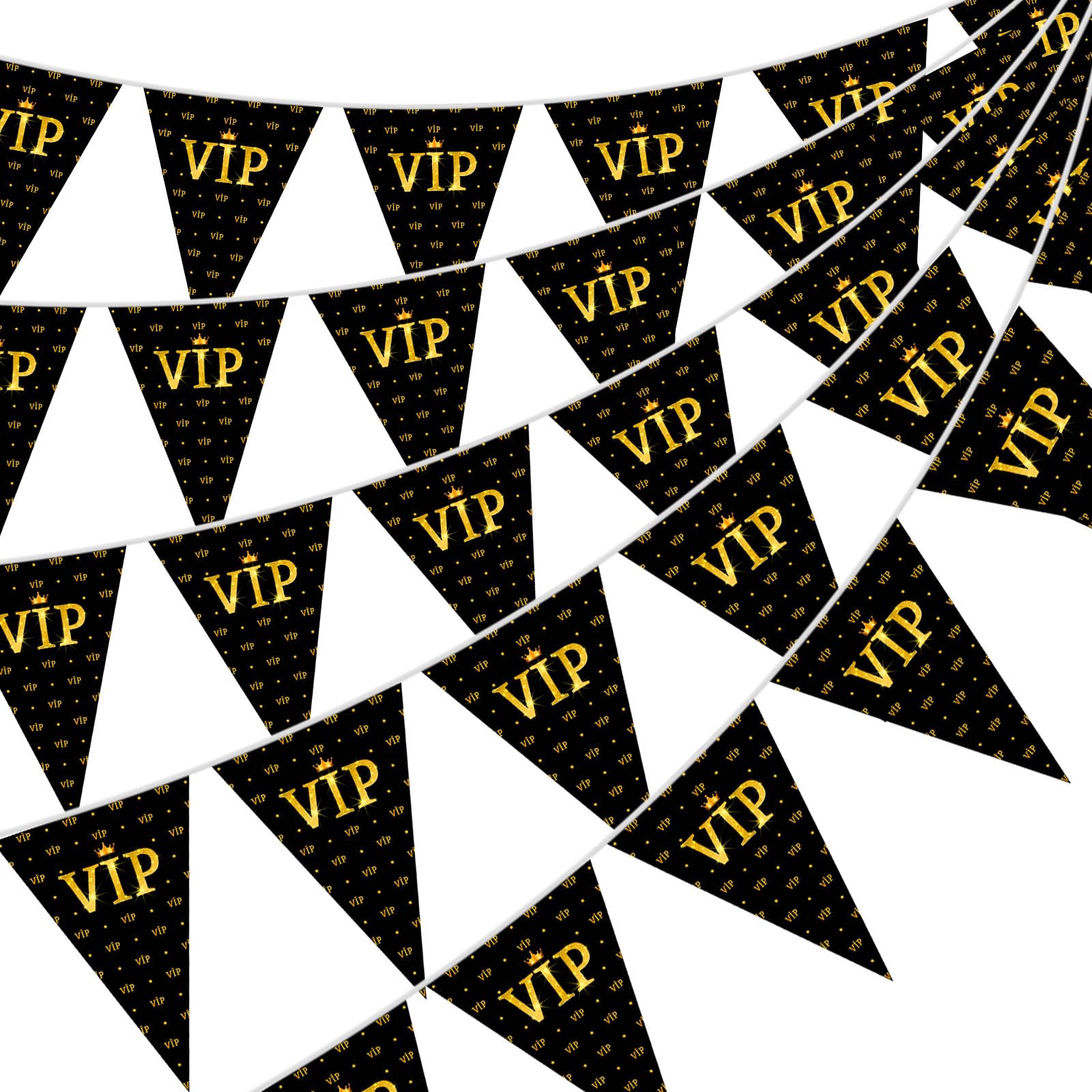 Faccito 5 Pieces 49 ft VIP Pennant Banners Movie Night Decorations VIP Party Triangle Banner Flags VIP Party Banners Pennant Bunting for Red Carpet Movie Theme Party 1920s Party Supplies