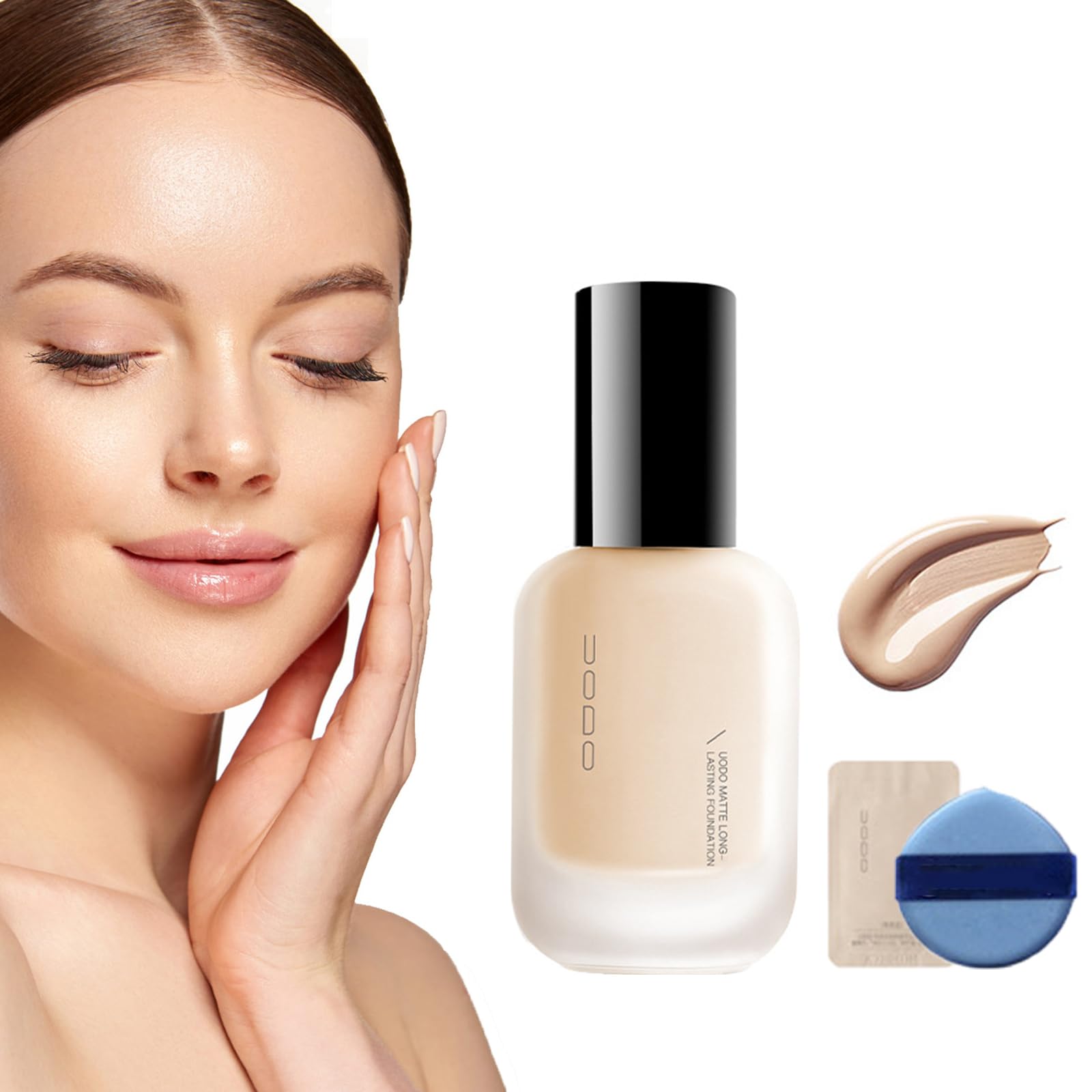 UODO Liquid Foundation - UODO Moisturizing Light Foundation/UODO Matte Long Lasting Foundation, UODO Foundation, Invisible Foundation Makeup Uodo, Uodo Maquillaje (Matte W03 Natural)