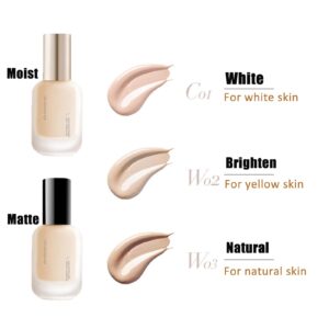 UODO Liquid Foundation - UODO Moisturizing Light Foundation/UODO Matte Long Lasting Foundation, UODO Foundation, Invisible Foundation Makeup Uodo, Uodo Maquillaje (Matte W03 Natural)