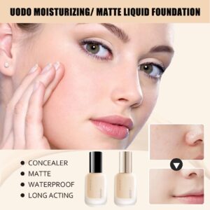 UODO Liquid Foundation - UODO Moisturizing Light Foundation/UODO Matte Long Lasting Foundation, UODO Foundation, Invisible Foundation Makeup Uodo, Uodo Maquillaje (Matte W03 Natural)