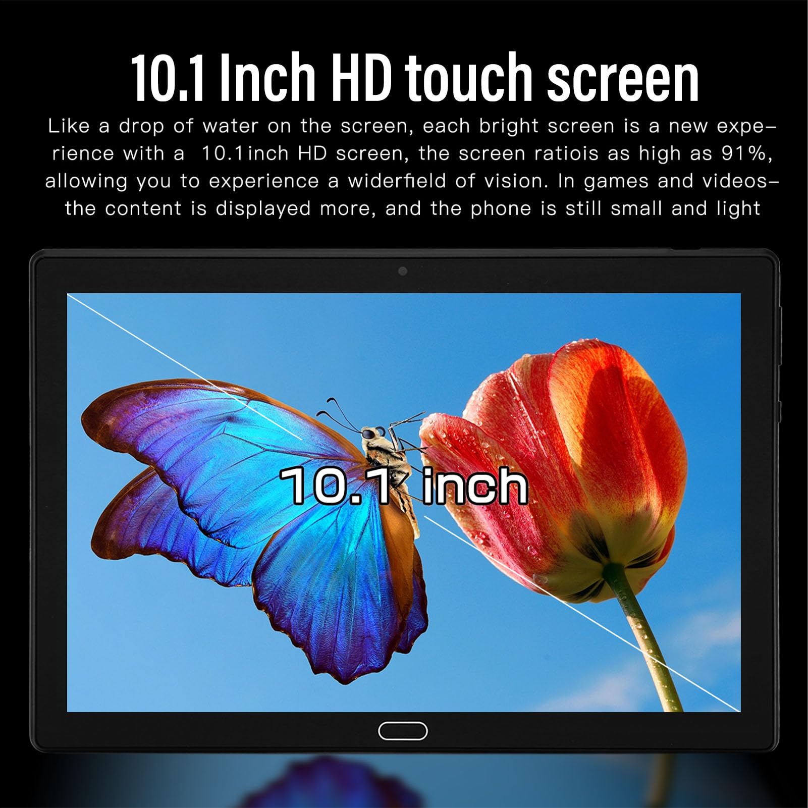 Focket 10.1 Inch Tablet, 6GB 128GB Tablet Octa Core Processor Tablet for Android 10, HD Tablet 5G Tablet WiFi Dual SIM Portable Tablet Gaming Tablet 6000mAh Long Last Tablets PC GPS BT (Black)