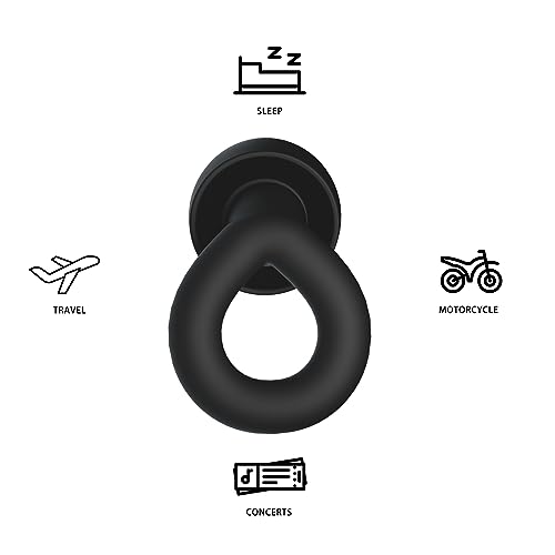 ORANDNOT Ear Plugs for Noise Reduction NRR 33dB, Soft Silicone Ear Plugs for Sleeping Noise Cancelling, Concerts, Motorcycle, Travel & Noise Sensitivity, 8 Ear Tips in XS/S/M/L (Black)