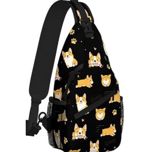 Corgis Crossbody Sling Backpack, Corgi Sling Bag Gifts, Dog Lover Single Shoulder Bag for Boys Girls Adults