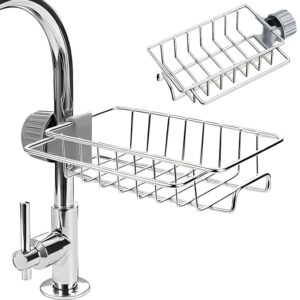 soporte de esponja de acero inoxidable para fegradero de cocina, soporte de esponja para grifo, estante de drenaje desmontable y ajustable, porta esponjas fregadero cocina