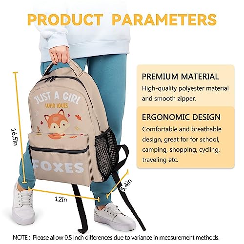 CUNEXTTIME Fox Backpack for Girls Boys, 16 Inch Orange Backpacks for School, Cute Lightweight Durable Bookbag for Kids