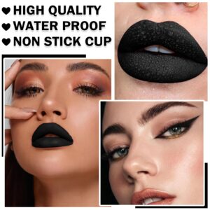 QIUFSSE Black Matte Lipstick and Lip Liner Pencil Set Black Liquid Lipstick Lip Gloss Set Smudge Proof Long-lasting Lip Stain Suitable for Halloween Goth Cosplay Makeup Black Lip Makeup