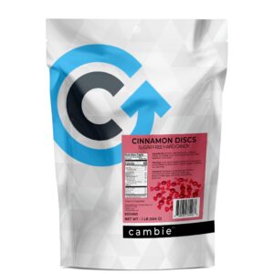 Sugar Free Cinnamon Discs by Cambie, 1 lb of Cinnamon Flavored Sugar Free Candy, Keto Friendly Candy, 1 lb