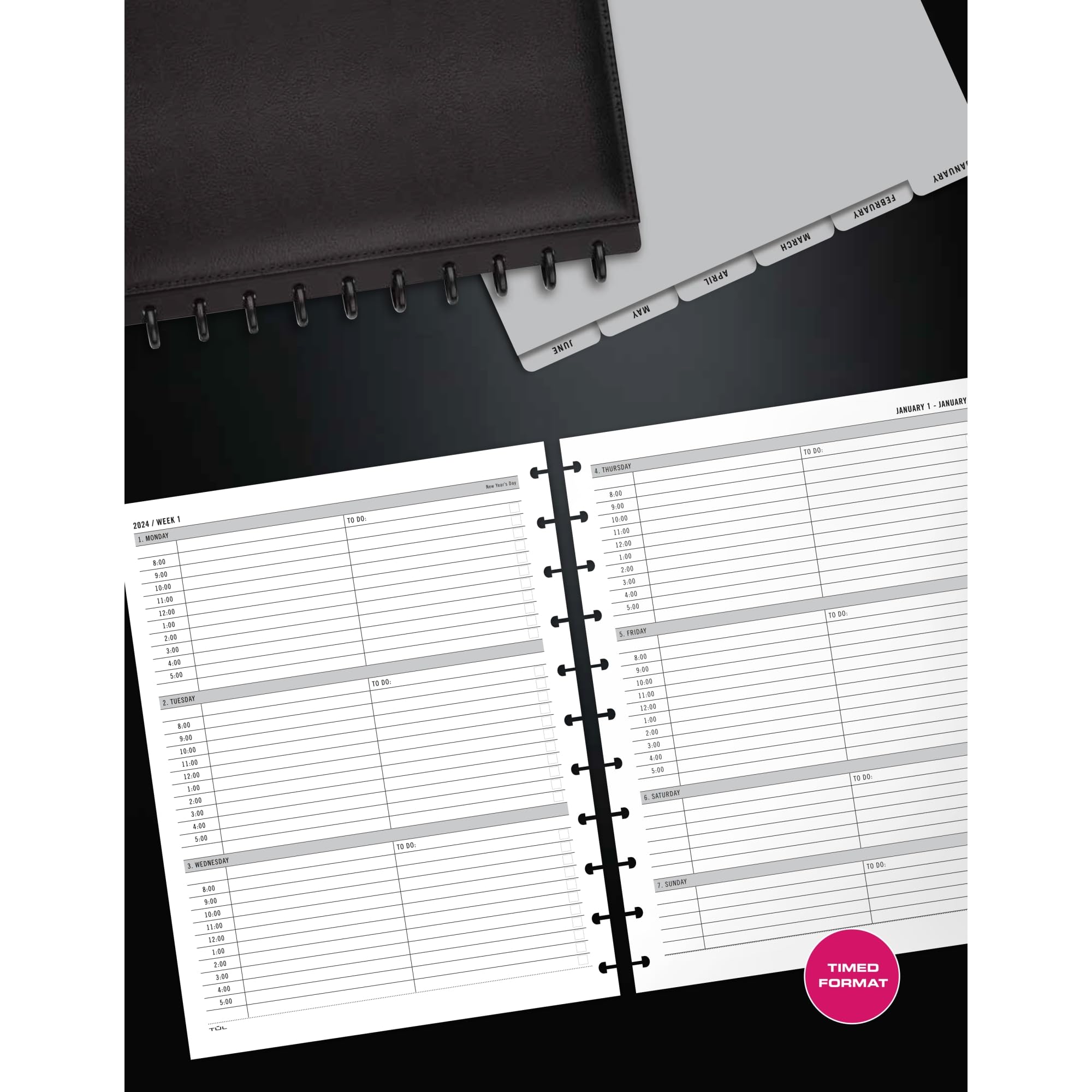 2024 TUL® Discbound Weekly Planner Refill Pages, Hourly Appointment Times, Letter Size, January to December