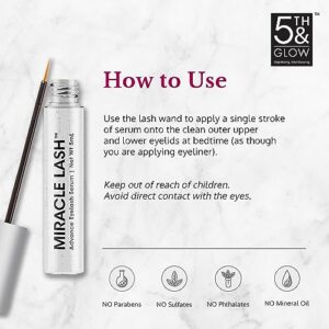 5th & Glow Miracle Lash Enhancing Serum, Eyelash Serum to Nourish, Hydrate, and Protect Eyelashes, Promotes Lash Growth