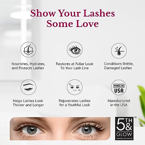 5th & Glow Miracle Lash Enhancing Serum, Eyelash Serum to Nourish, Hydrate, and Protect Eyelashes, Promotes Lash Growth