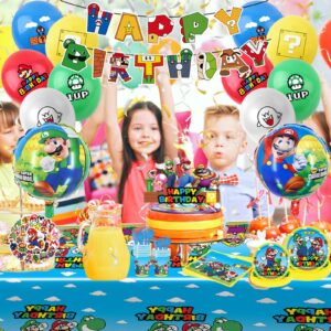 189 PCS Birthday Party Supplies, Party Decorations Includes Balloons, Film Balloons, Plates, Cups, Banners, Knives, Forks, Spoons, Napkins, Stickers, Cake Topper, Cupcake Toppers, Tablecloth