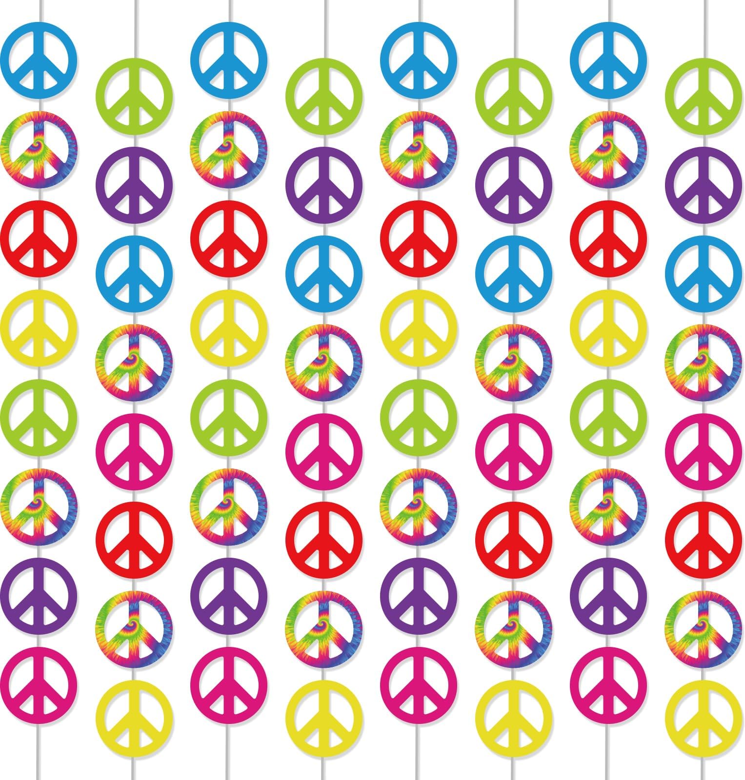 12 Pack 60's Hippie Theme Party Banners Decorations 60's Groovy Party Hanging Swirl Retro Peace Sign Paper Cutouts for 60's Hippie Theme Groovy Party Birthday Retro Party Carnival Decor Supplies